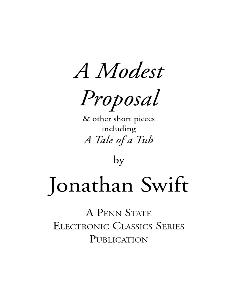 Essay 10 - A Modest Proposal and Other Works | PDF | Jonathan Swift