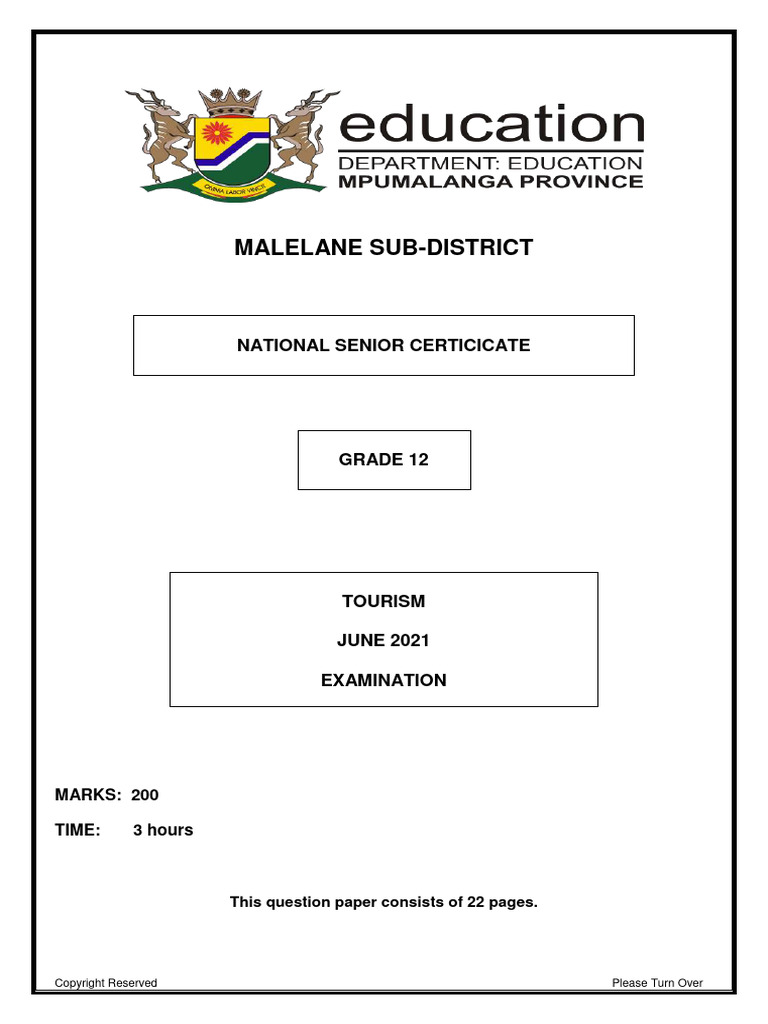 Tourism June 2021 QP GR 12 MD 444 Lalelane Sub | PDF | Daylight Saving ...