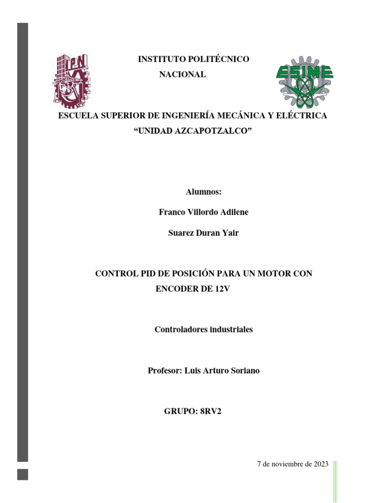 Control de Posición PID | PDF | Ingenieria Eléctrica