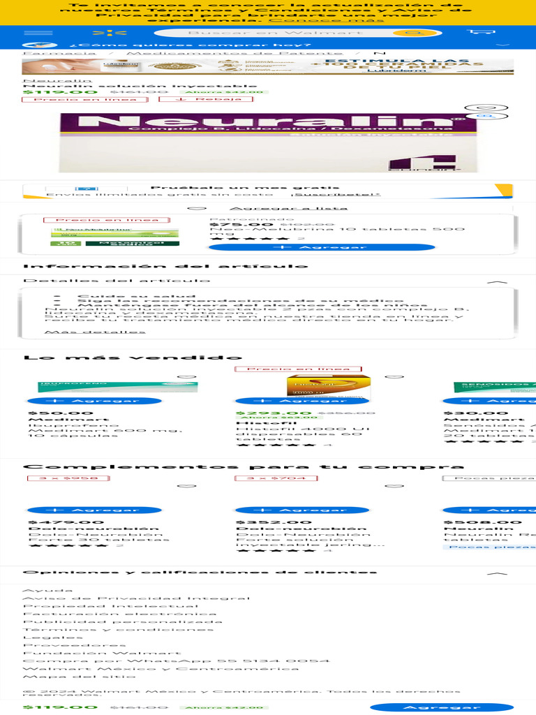 Neuralin Solución Inyectable Walmart | PDF | Walmart
