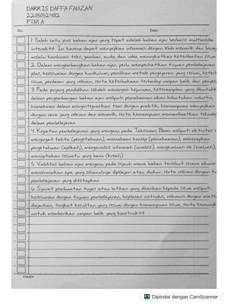 Uts Bahan Ajar - Darris Daffa Fauzan - 22050524012 | PDF