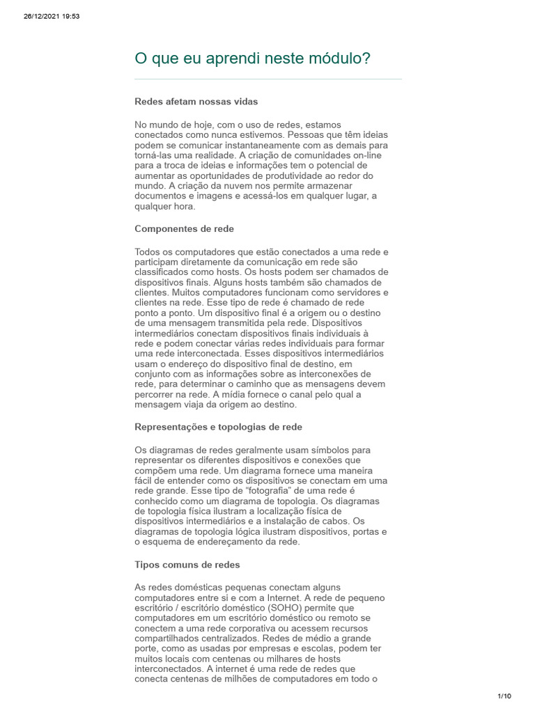 Módulos 1 - 3 - Conteúdo Do Curso (Resumo Módulo 1) | PDF | Rede de computadores | Internet