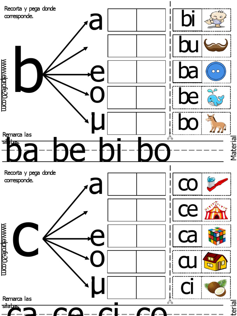 Cuadernillo Aprende Las Silabas Simples Recortando y Pegando | PDF