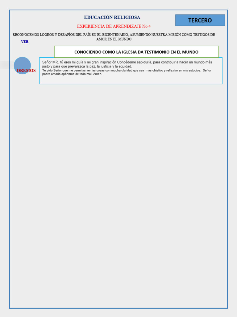 Ficha 11 Relig 3ro Sec 2024 | PDF | Amor | Iglesia Católica