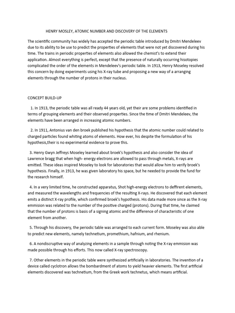 HENRY MOSLEY A WPS Office | PDF | Atomic | Atomic Physics