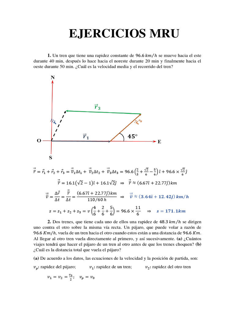 Ejercicios - Mru | PDF | Física | Mecánica