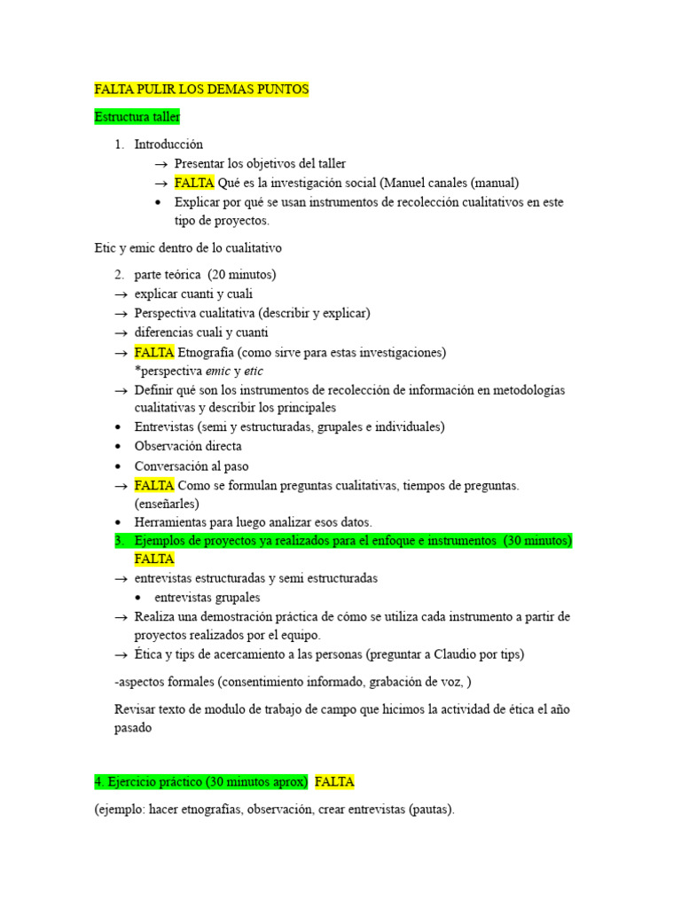 Estructura taller investigacion cuali | PDF | Etnografía ...