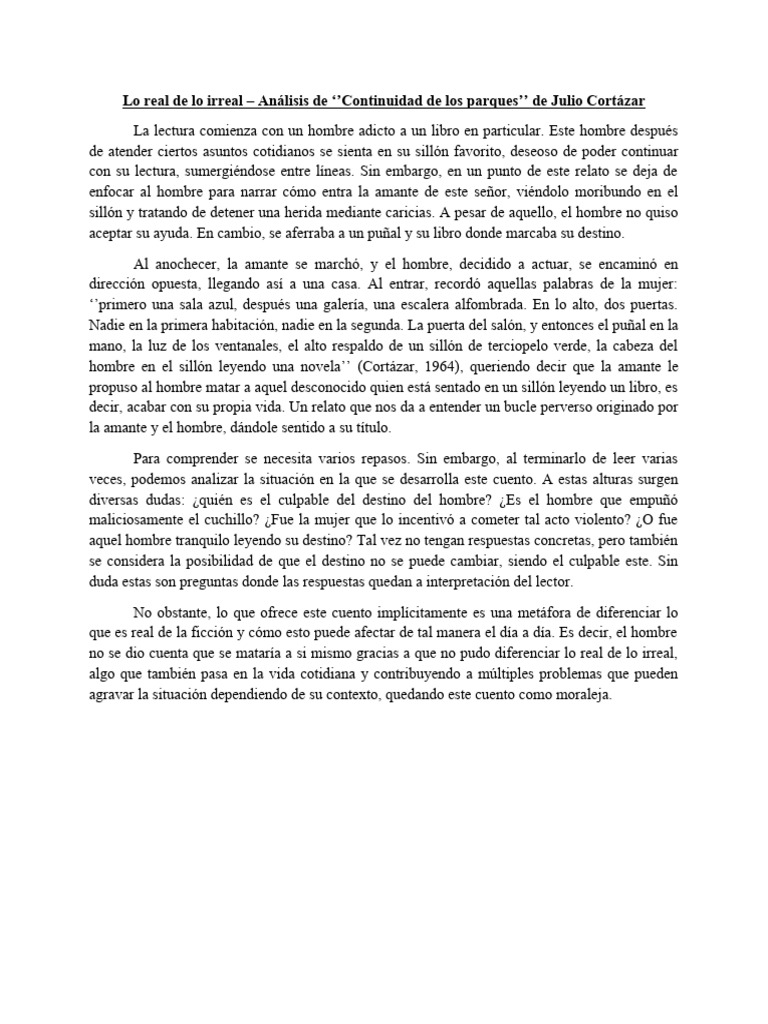 Analisis de ''Continuidad de los Parques'' | PDF