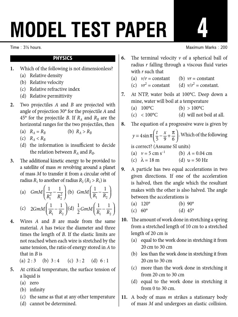 Aiims Model 4 | PDF | Chemical Reactions | Radioactive Decay