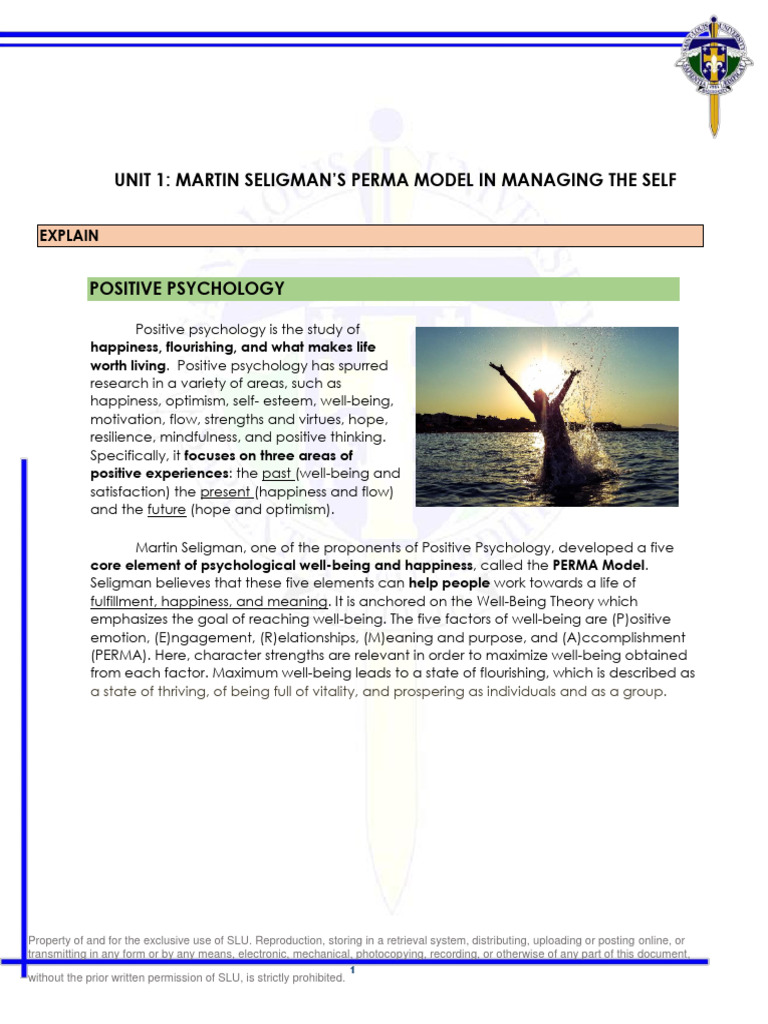 Gself m3 Unit 1 Explain | PDF | Positive Psychology | Well Being