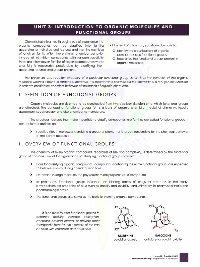 Intro To Org Chem and Functional Groups | PDF | Molecules | Chemical ...