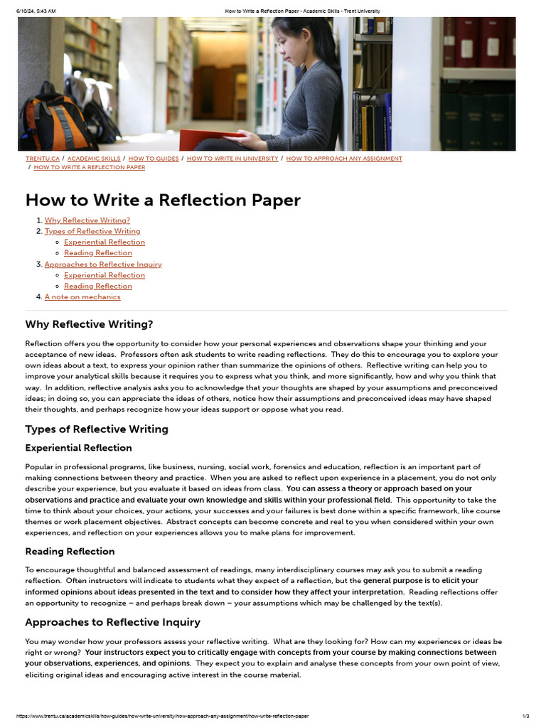 How-to-Write-a-Reflection-Paper-Academic-Skills-Trent-University ...