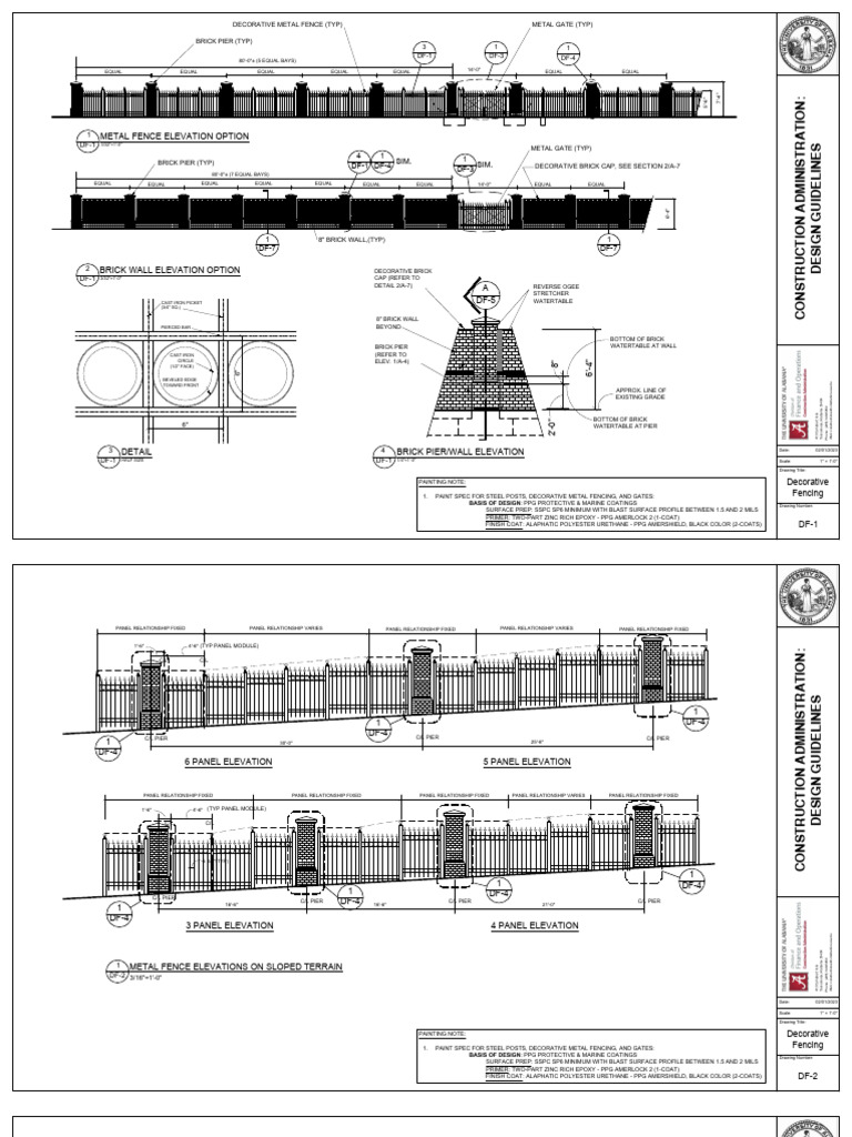 Metal Fence and Brick Pier Design | PDF | Concrete | Precast Concrete