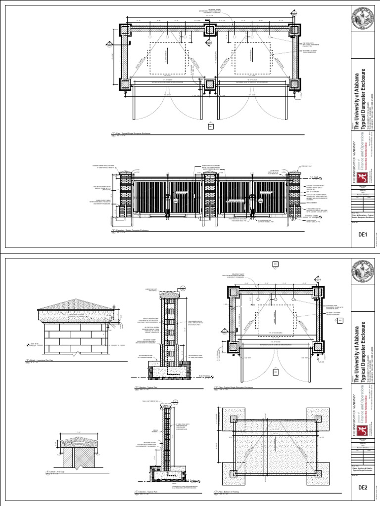 University of Alabama Dumpster Enclosure Plans | PDF | Civil ...