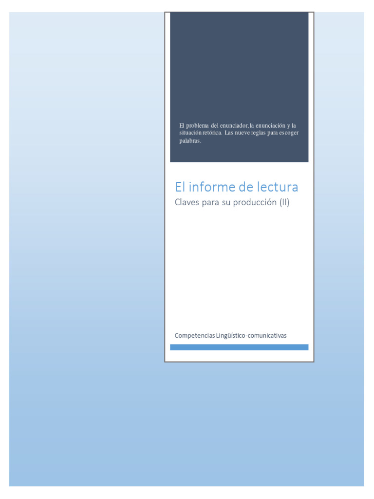 El Informe De Lectura Claves Para Su Producción Pdf Verbo 5637