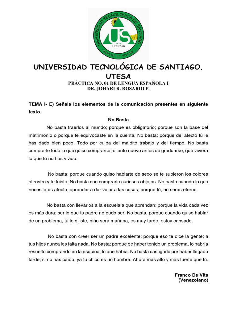 Practica I de Espanol I | PDF | Comunicación