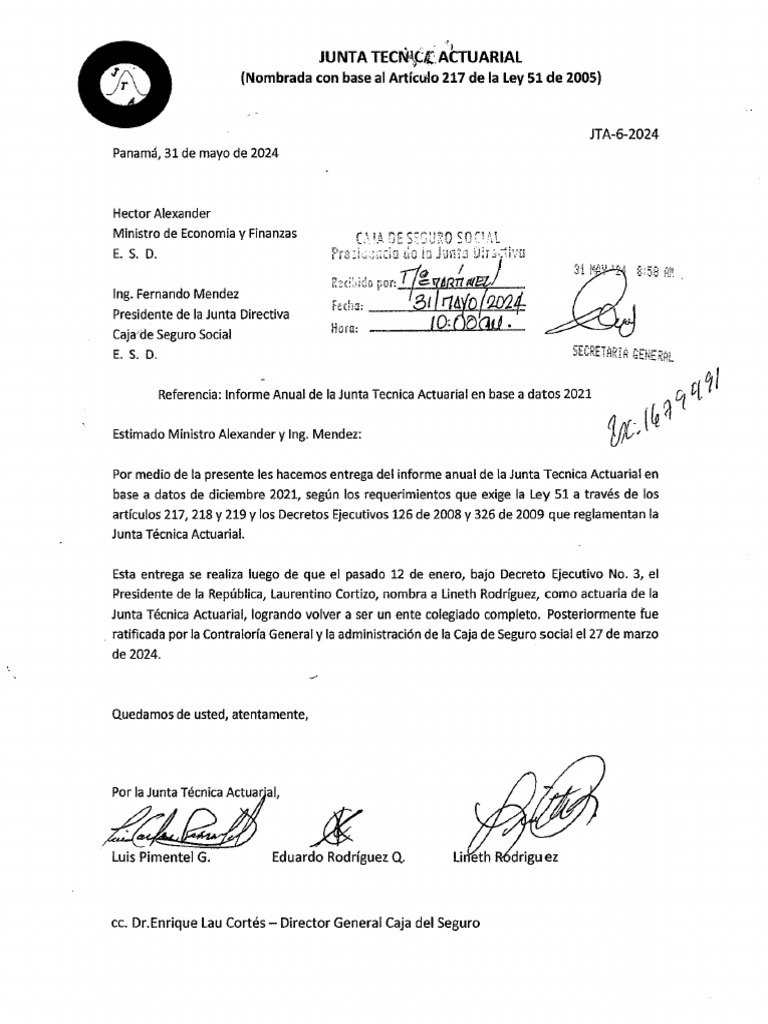 Informe de Junta Técnica Actuarial 04-06-2024 | PDF Informe de Junta Técnica Actuarial 04-06-2024 | PDF