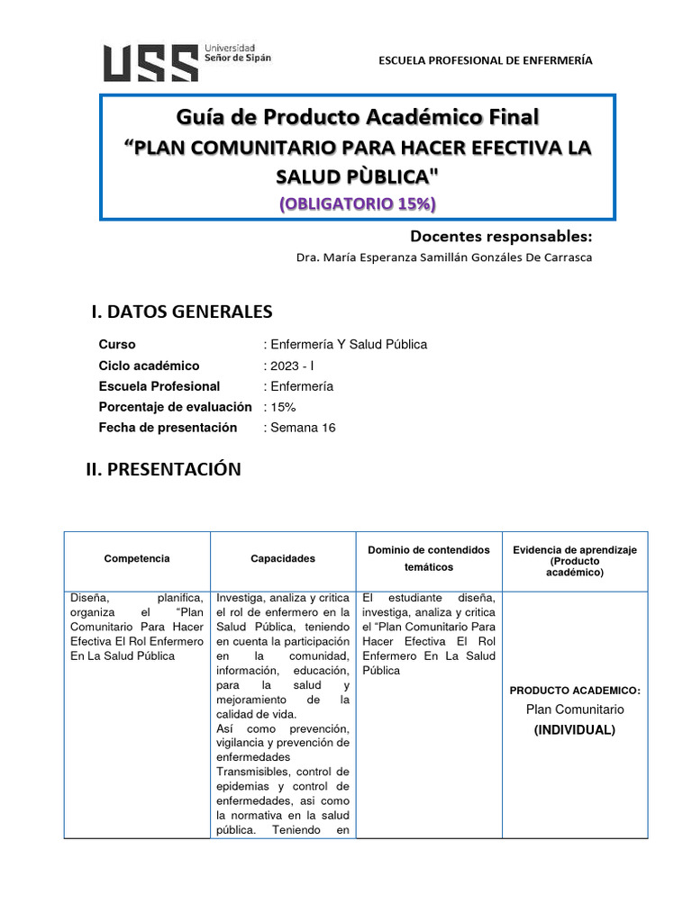 Guia del PAF - Salud Publica 2023 | PDF | Enfermería | Salud pública
