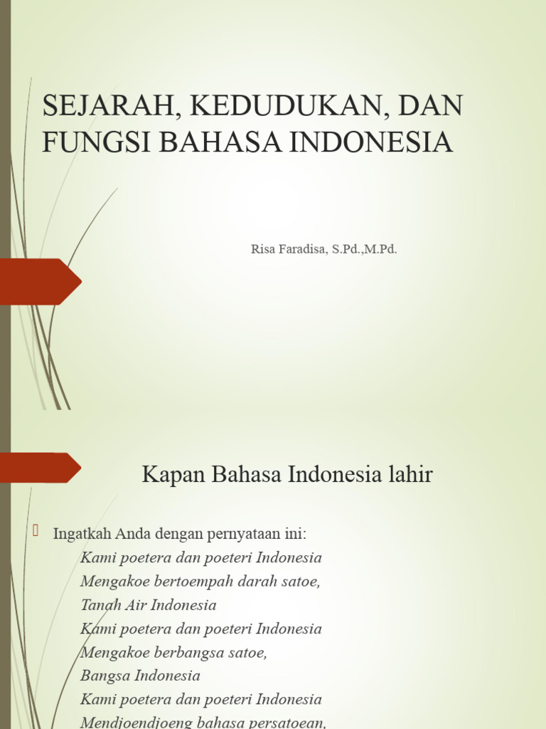 Sejarah dan Fungsi Bahasa Indonesia | PDF