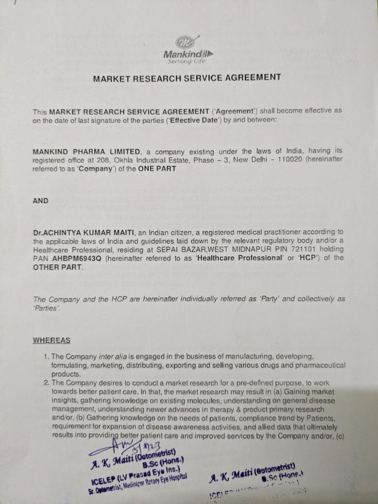 Achintya Kumar Maity Agreement | PDF