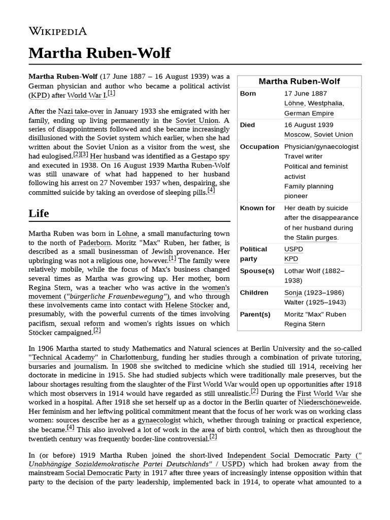 Martha Ruben-Wolf | PDF