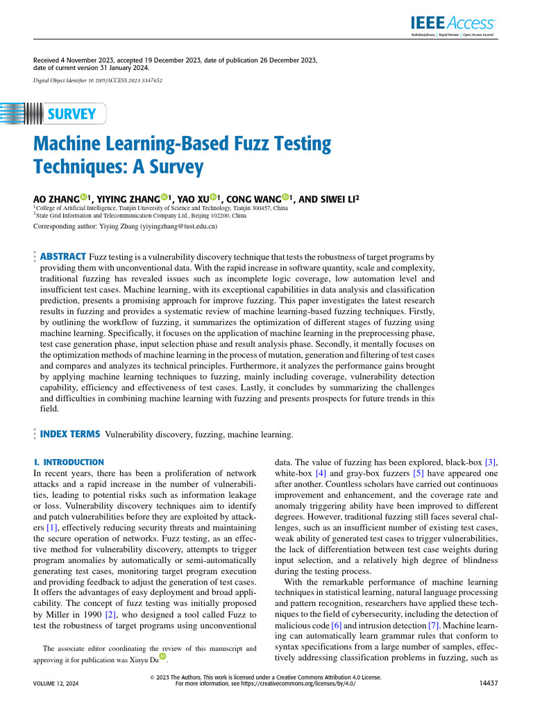 Machine Learning-Based Fuzz Testing Techniques A Survey | PDF | Machine ...