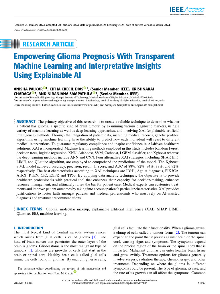 Empowering Glioma Prognosis With Transparent Machine Learning and ... Empowering Glioma Prognosis With Transparent Machine Learning and ...