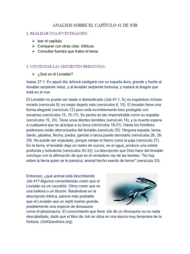 Análisis del Leviatán en Job 41 | PDF | Libro de trabajo | Dinosaurios