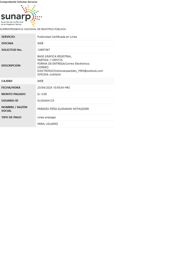 Bienvenido A La Extranet de SUNARP | PDF