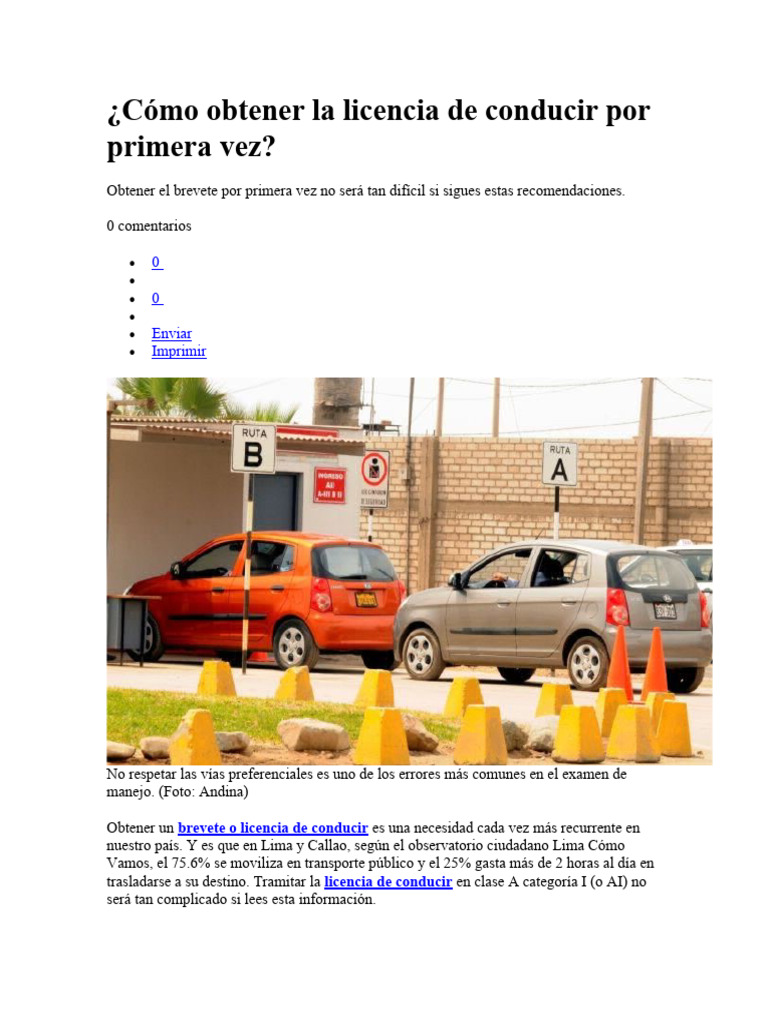 Cómo Obtener La Licencia de Conducir Por Primera Vez | PDF | Licencia de conducir | Documento de ...