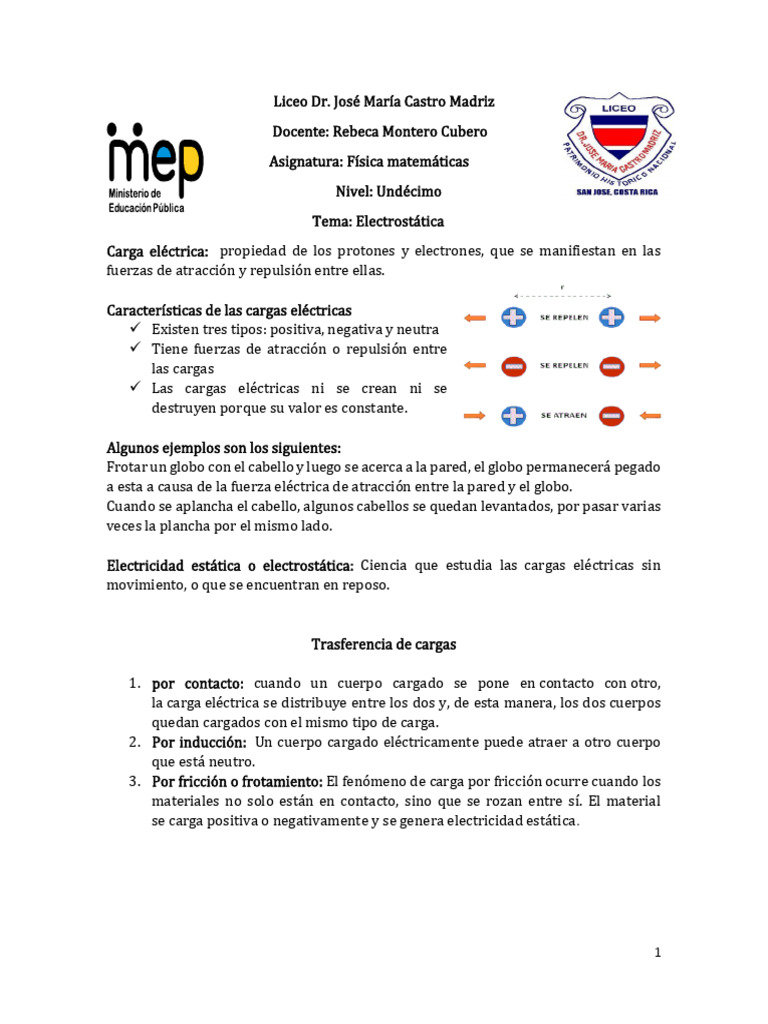 Fundamentos de Electrostática y Aplicaciones | PDF | Electrostática ...