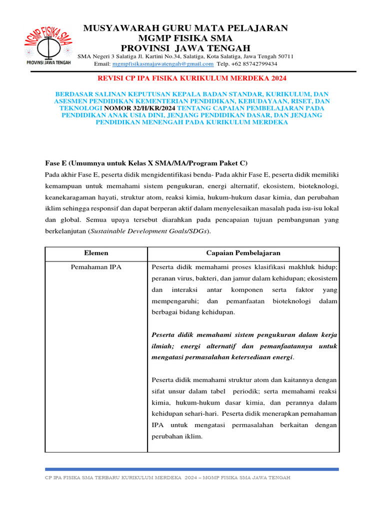 CP IPA Fisika Terbaru 2024 | PDF | Karier & Perkembangan