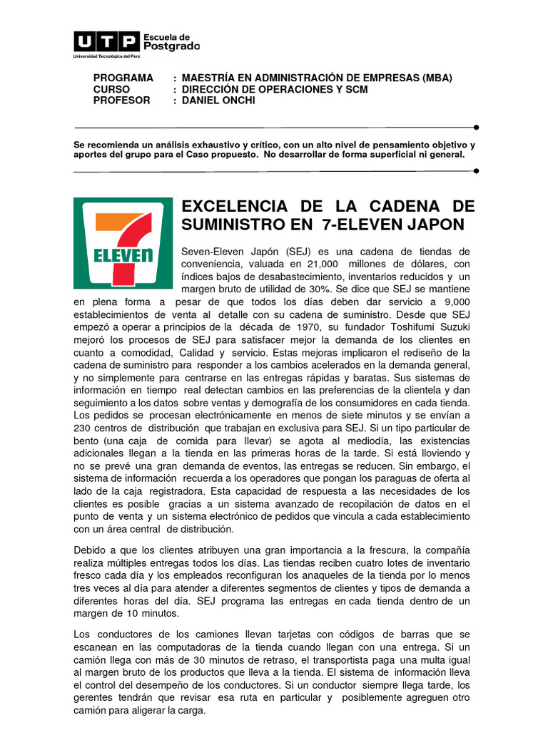 Caso 06 Excelencia de La Cadena de Suministro en 7-Eleven-1 - 160329975 ...