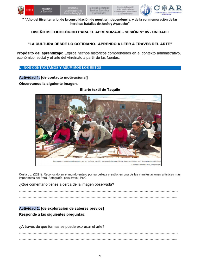 DMpA #5 - 3RO - CCSS - 1ra UNIDAD | PDF | Perú | Arquitectura gótica