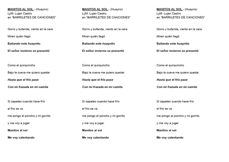MANITOS AL SOL - (Huayno) | PDF