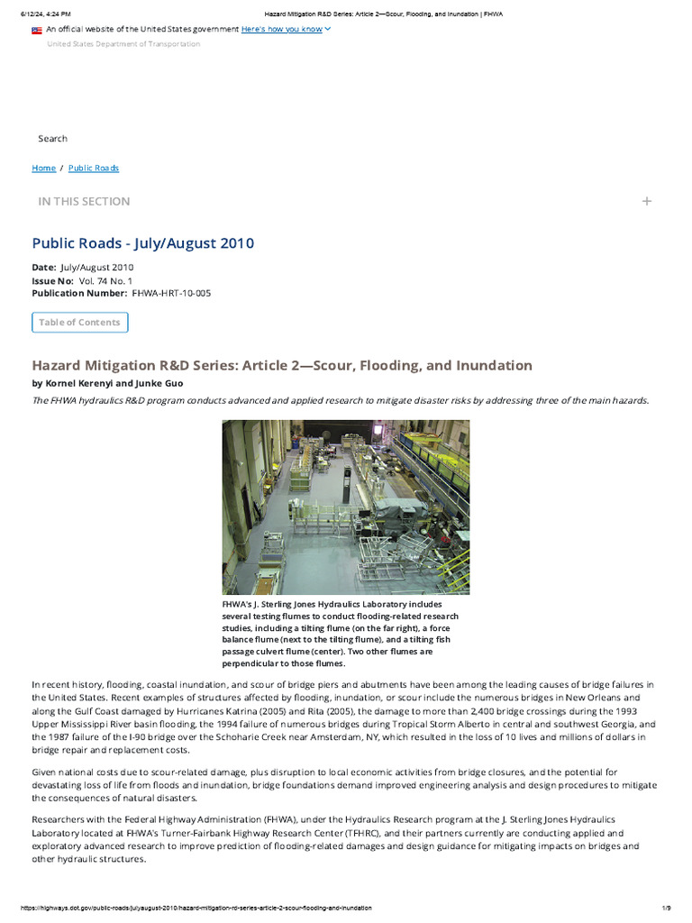 Hazard Mitigation R&D Series - Article 2-Scour, Flooding, and ...