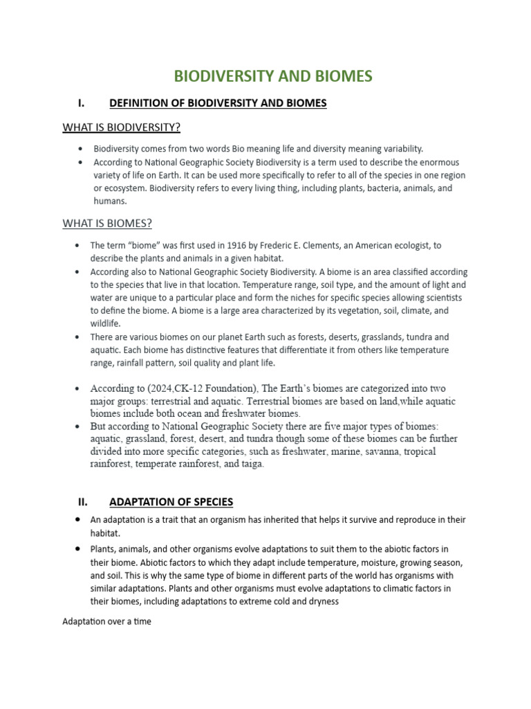 Biodiversity and Biomes Written Report (Group4) | PDF | Forests | Grassland