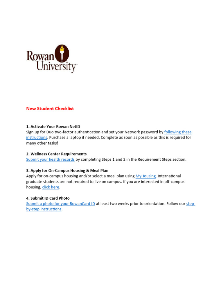 NEW STUDENT CHECKLIST | PDF