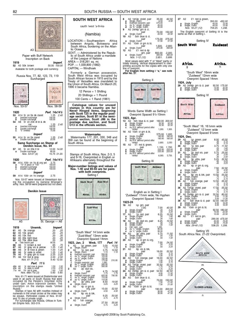 África Del Sudoeste | PDF | Philately | Postage Stamp