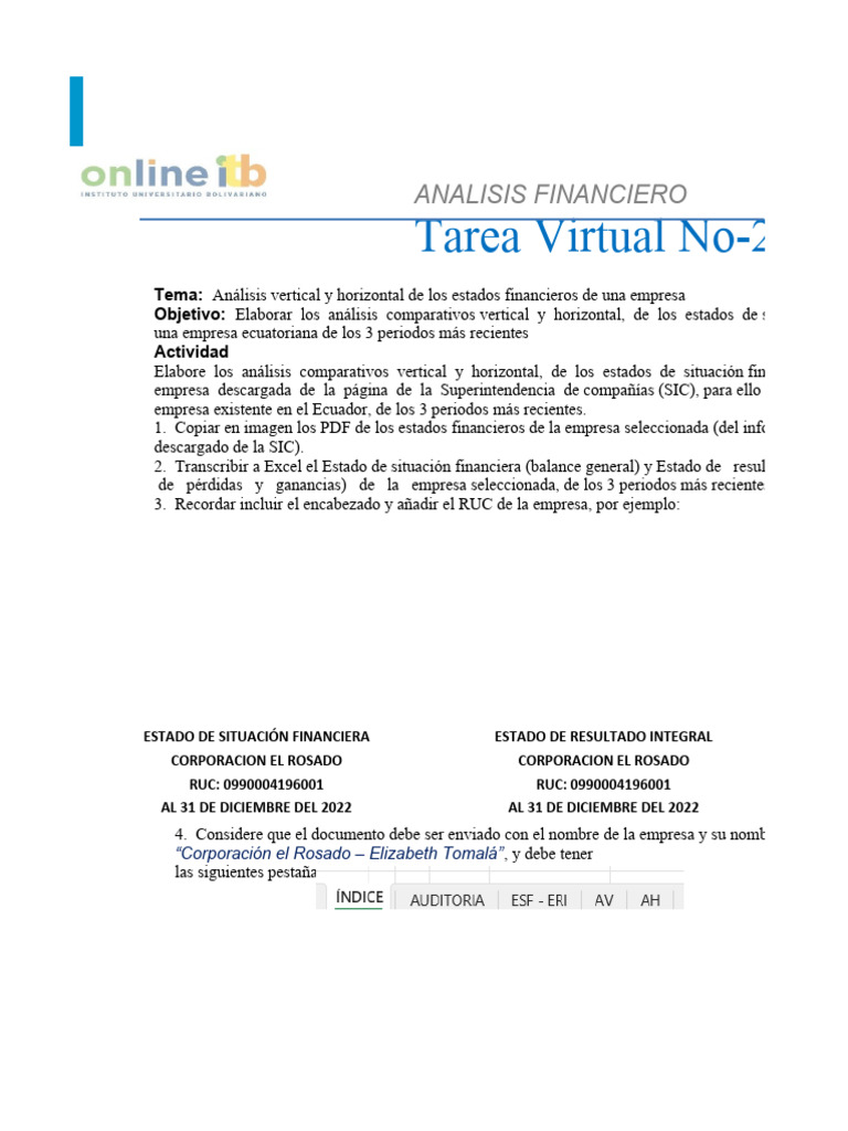 Tarea Virtual 2 | PDF | Estado financiero | Business