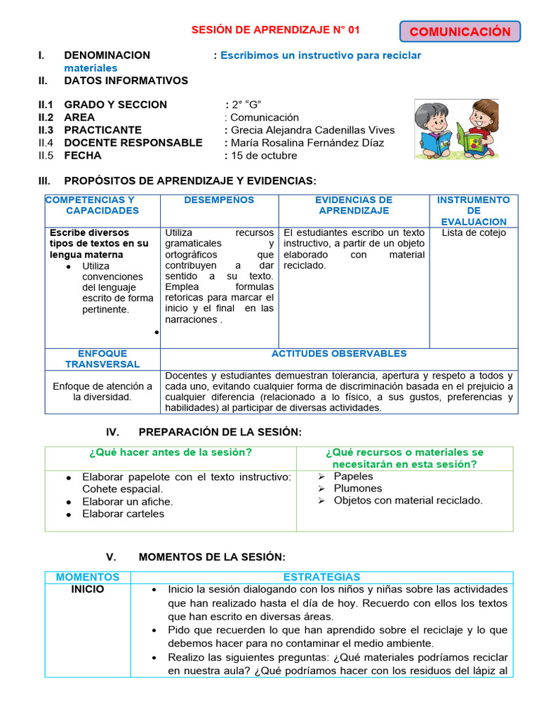 Escribimos Un Poema A La Bandera Sesion 21 | PDF | Reciclaje | Aprendizaje