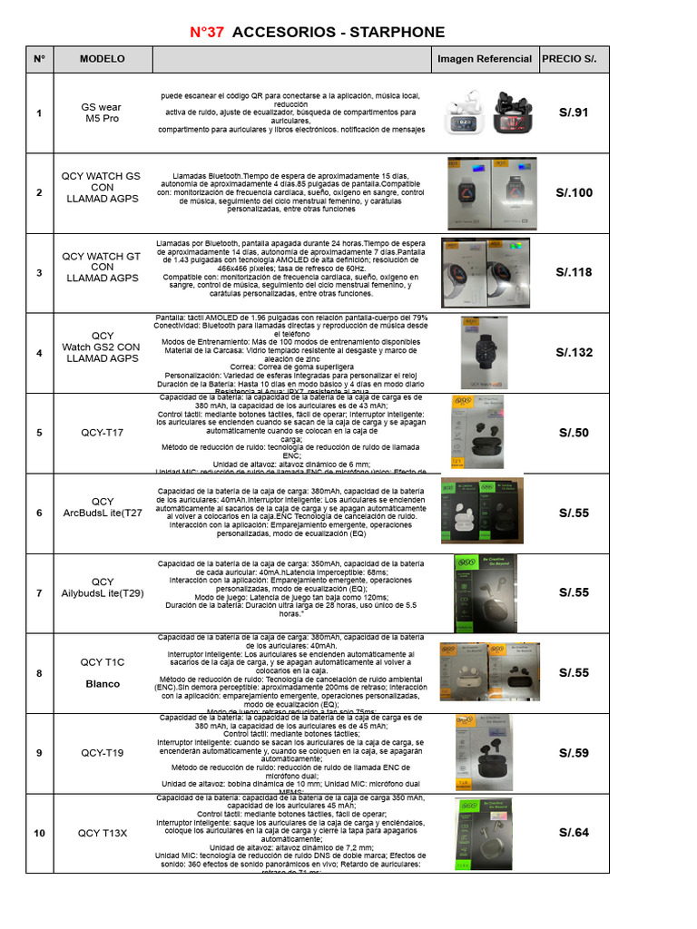 Accesorios Starphone: Precios y Modelos | PDF | Auriculares | Micrófono