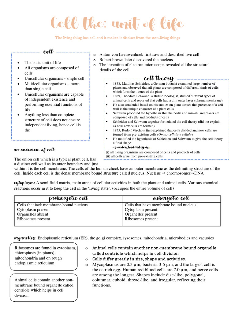 Biology Cell Notes Final 2 | PDF | Cell (Biology) | Bacteria