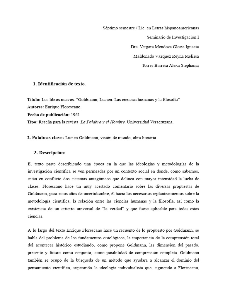 Visión de Mundo en Goldmann | PDF | marxismo | Educación en artes liberales