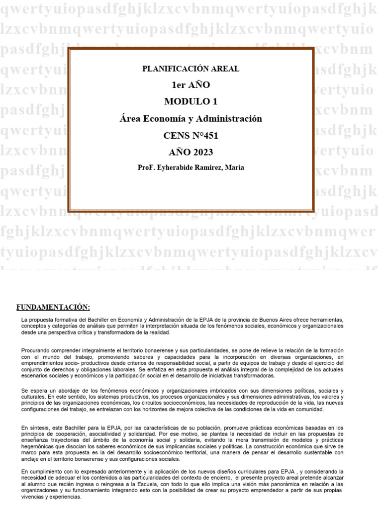 Planificación Areal Cens 451 2023 | PDF | Contabilidad | Presupuesto