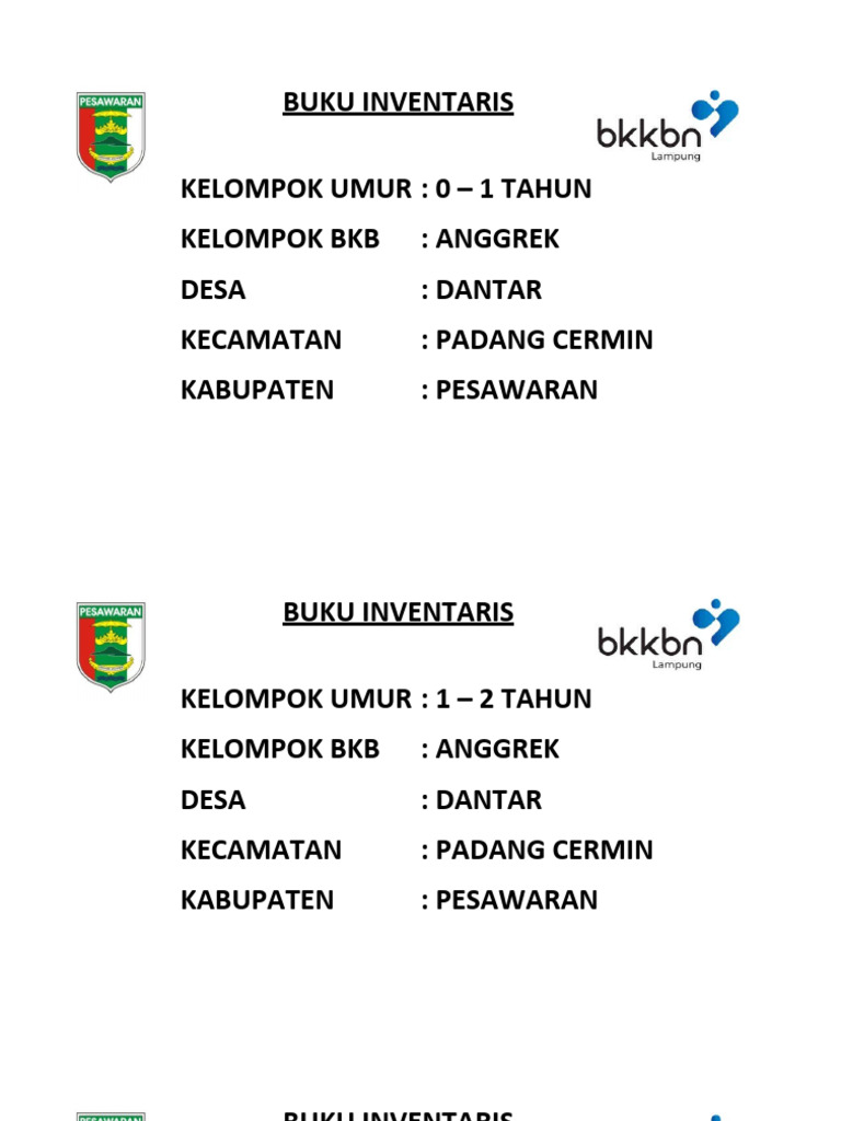 Buku Inventaris PKK Anggrek Dantar | PDF