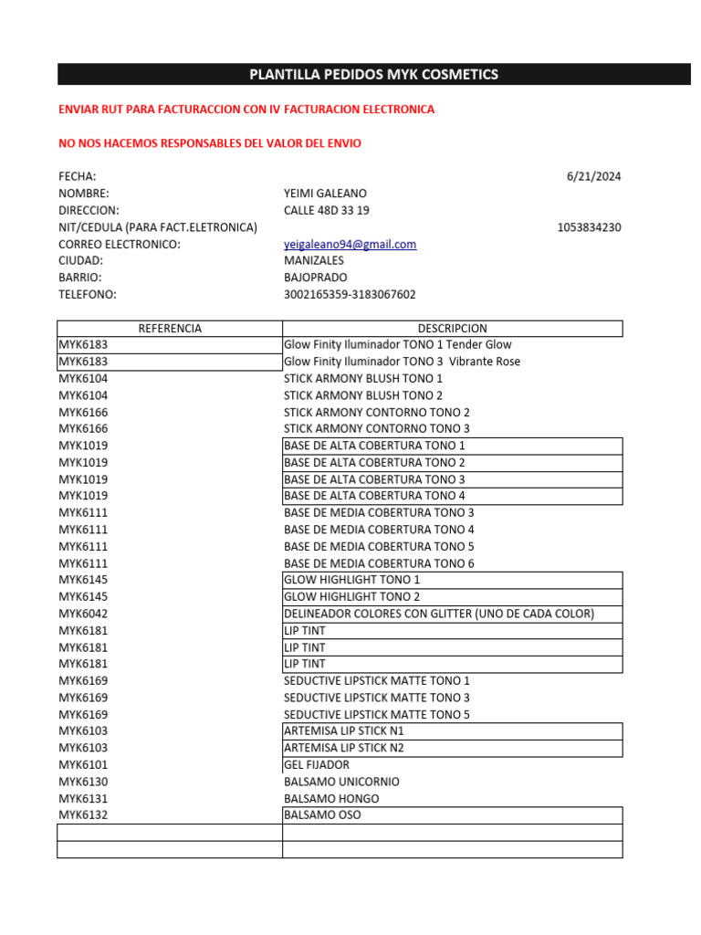 Formato Pedidos | PDF