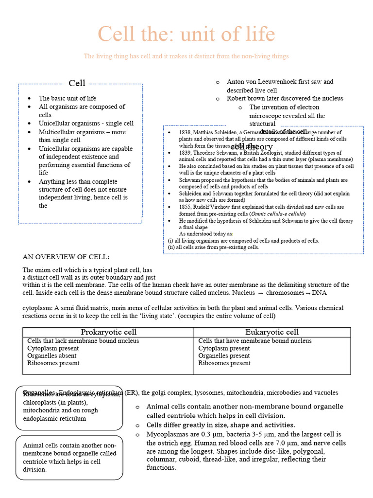 Biology Cell Notes Final | PDF | Cell (Biology) | Bacteria