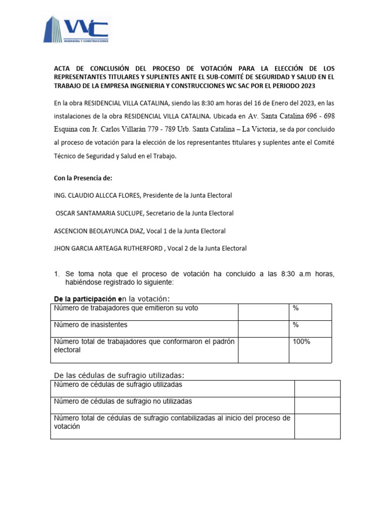 Acta - Conclusion - Proceso | PDF | Ciencias sociales