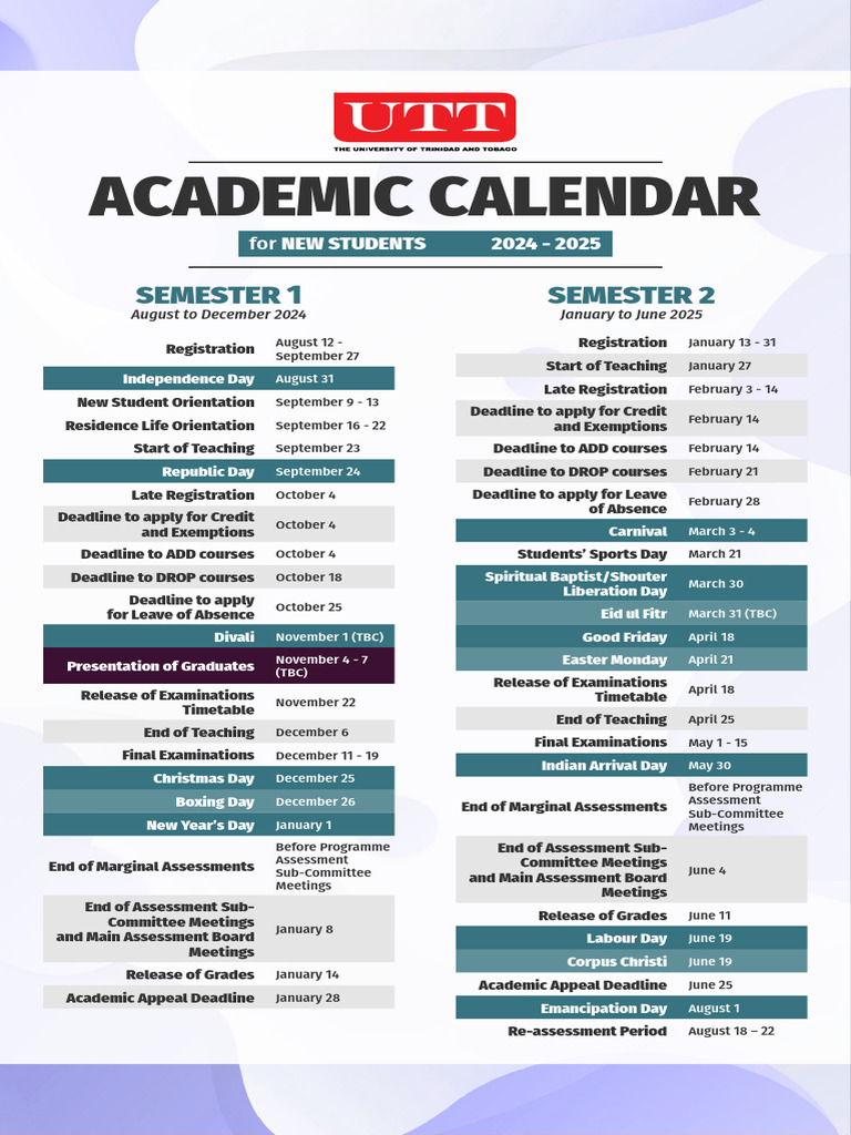 Academic Calendar New Student-24-25 | PDF | Academic Term | Academia